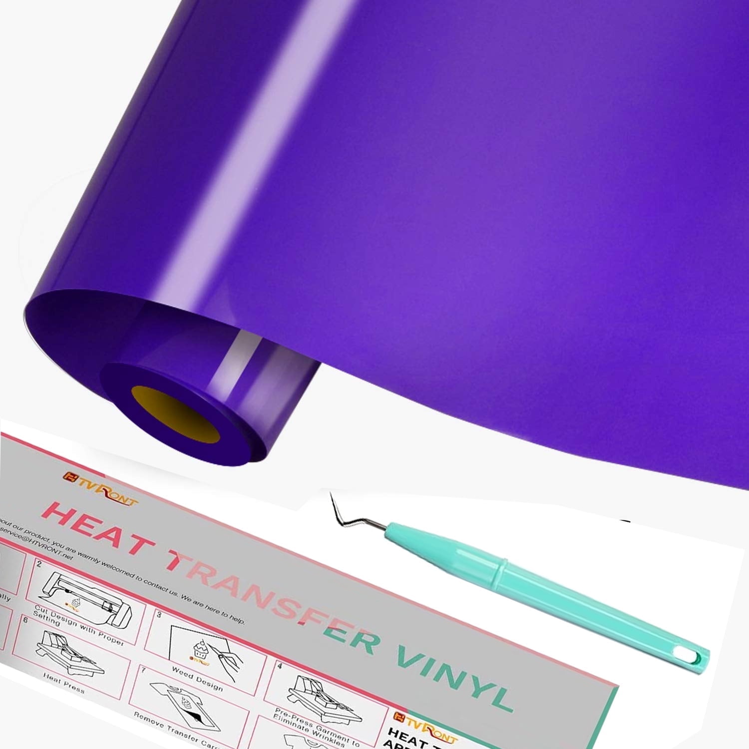 HTVRONT 12" x 25FT Purple HTV Vinyl Iron on Heat Transfer Vinyl for ...