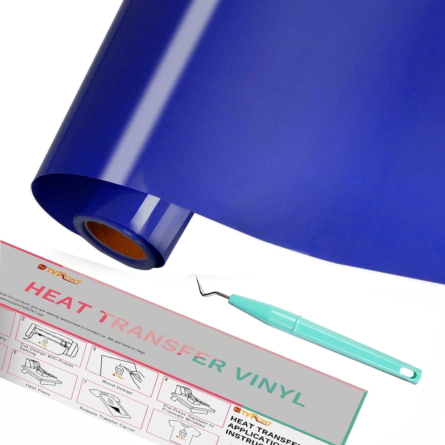 HTVRONT 12" x 25FT Royal Blue HTV Vinyl Iron on Heat Transfer Vinyl for ...