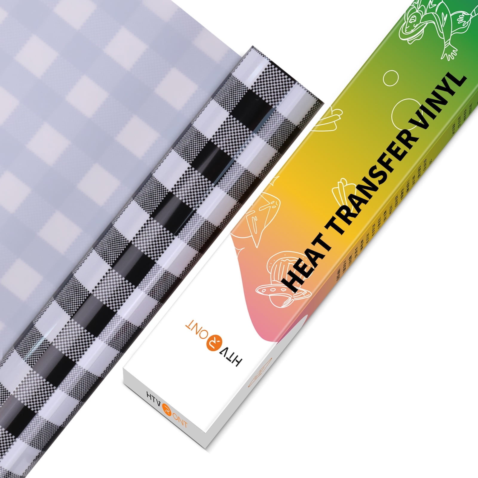 HTVRONT 12" x 5 FT Buffalo Plaid Permanent Vinyl, Black White Plaid ...