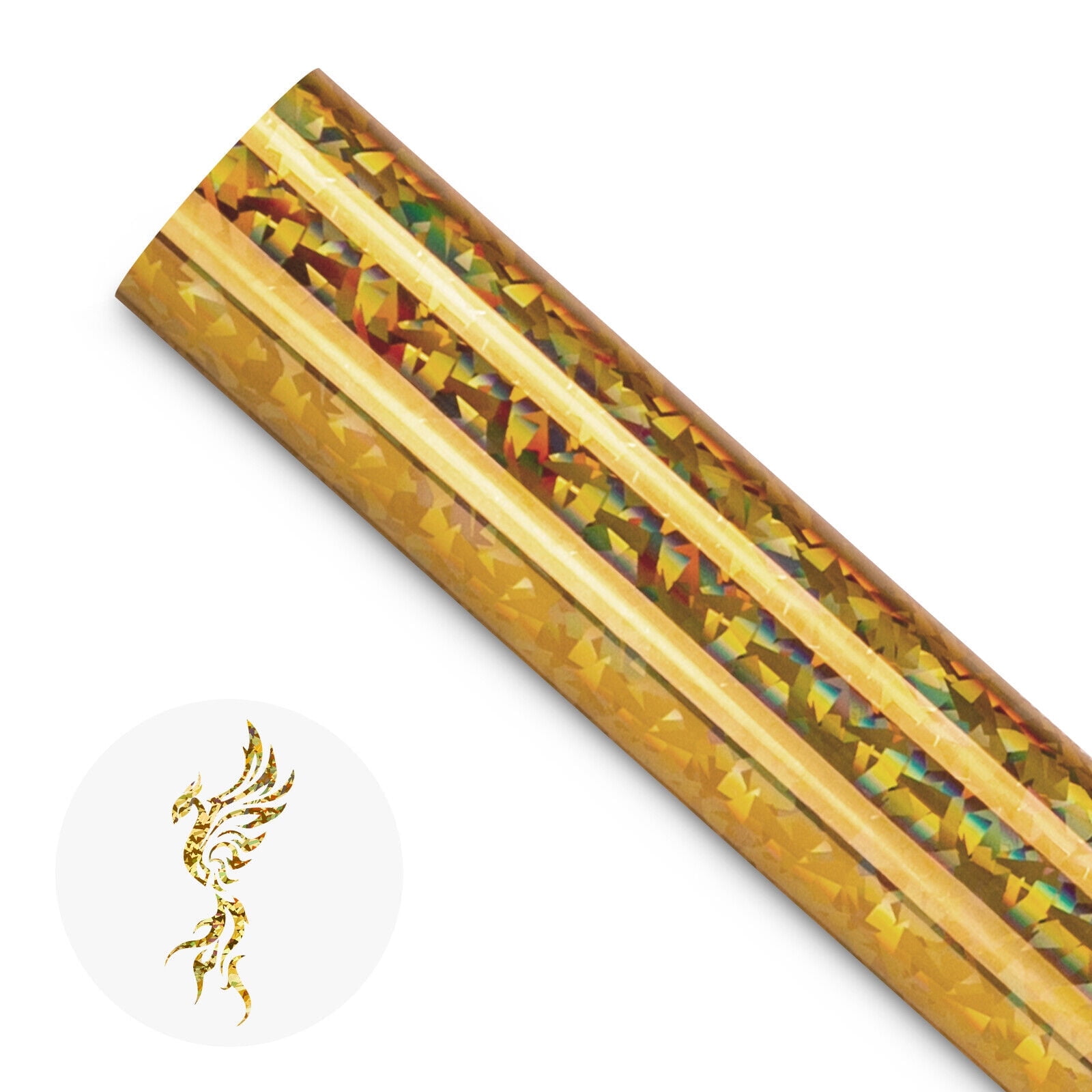 HTVRONT 12" x 5 FT Crystal Gold Holographic Heat Transfer Vinyl HTV T ...