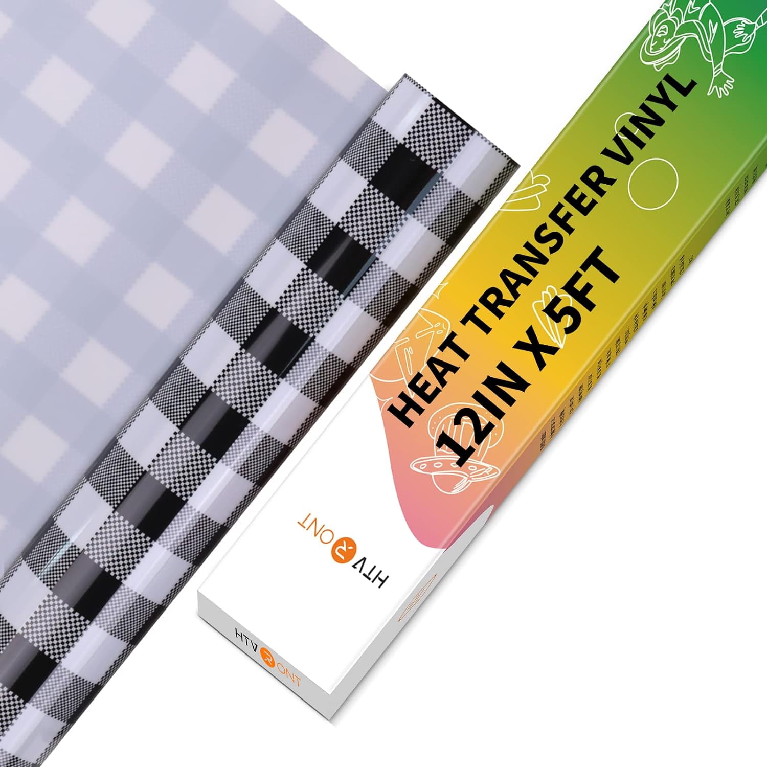 HTVRONT 12" x 5FT Heat Transfer Vinyl Patterned Black and White HTV ...