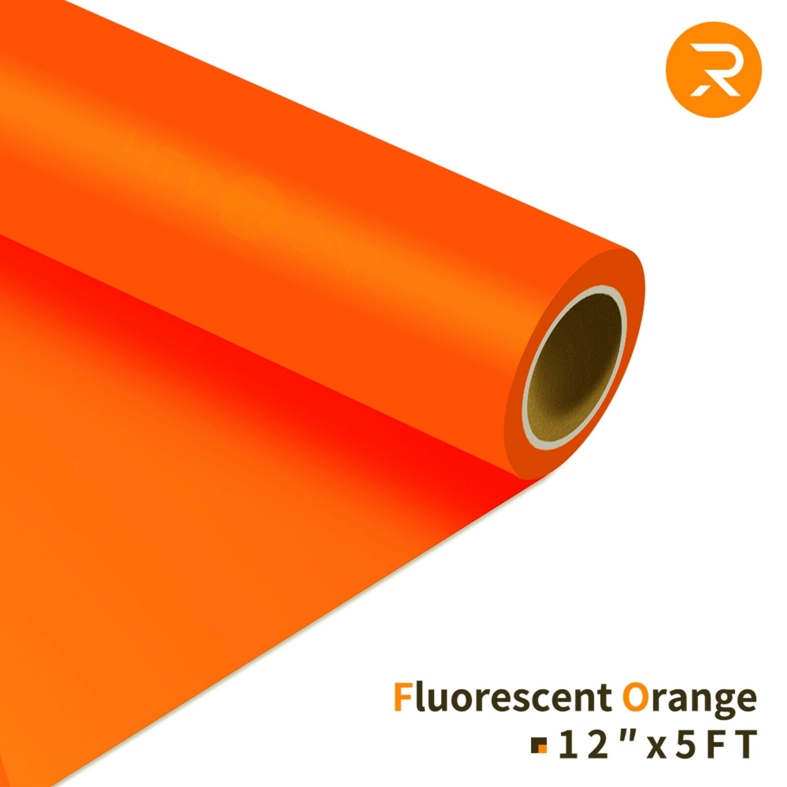 HTVRONT 12" x 5ft Heat Transfer Vinyl Fluorescent Orange HTV Rolls for ...