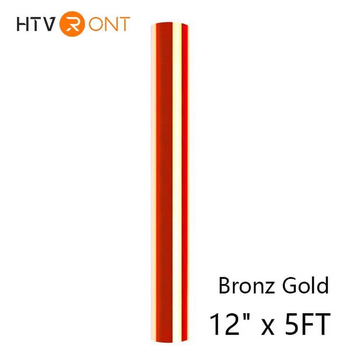 HTVRONT 12 x 5ft Holographic Bronz Gold Permanent Adhesive Vinyl for Decoration, Sticker, Craft ...