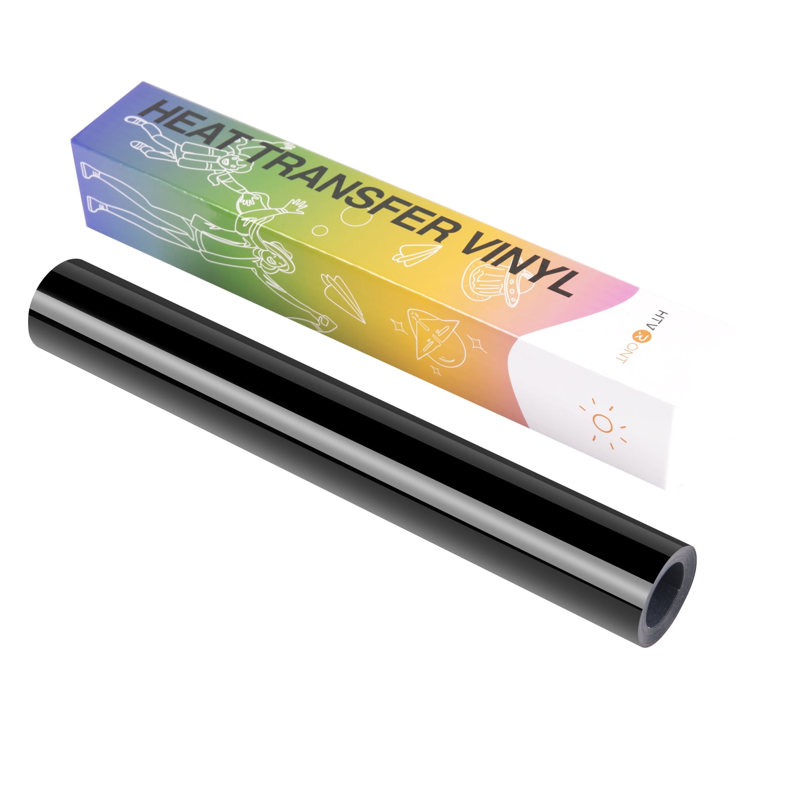 HTVRONT 12" x 6FT Black HTV Vinyl 3D Puff Heat Transfer Vinyl With ...