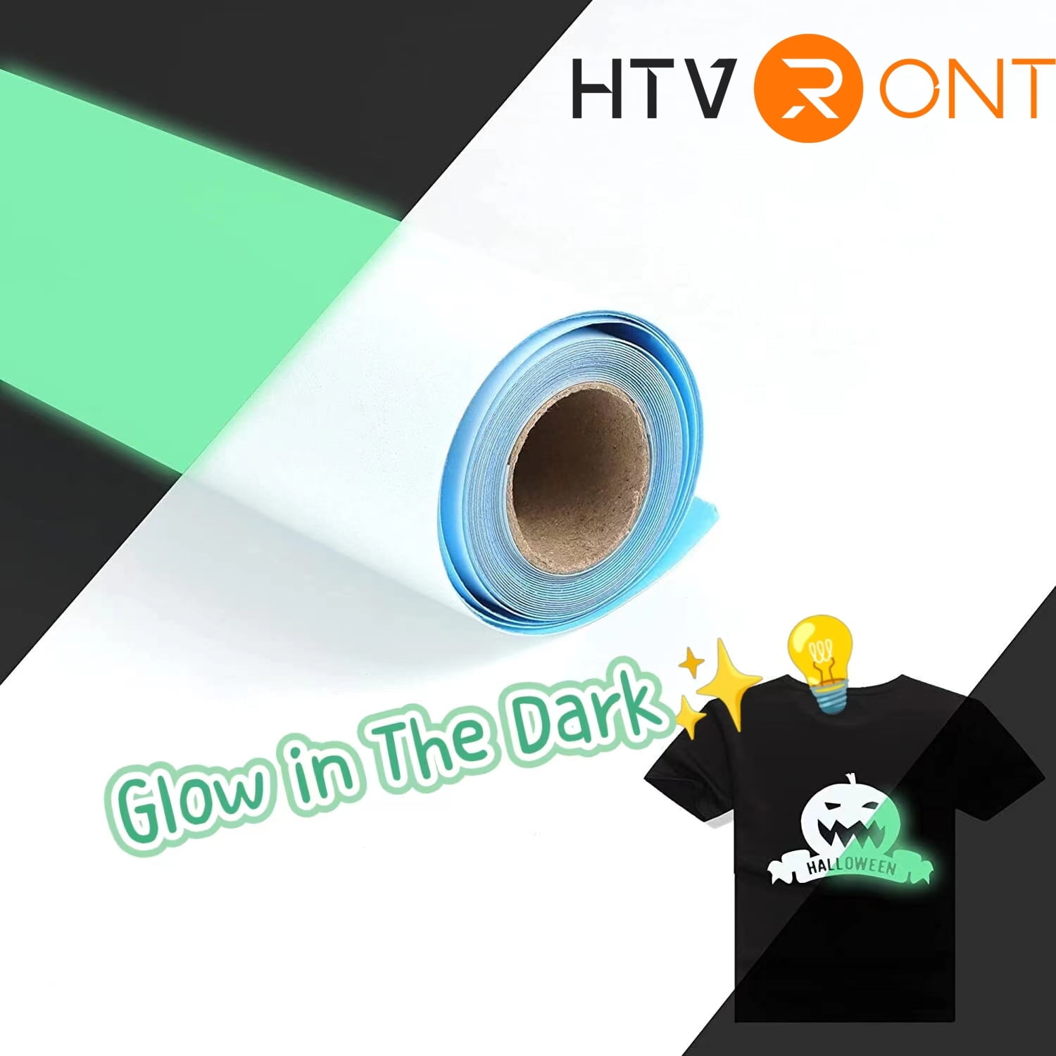 HTVRONT 12" x 8FT Glow in The Dark White to Yellow Green Heat Transfer ...