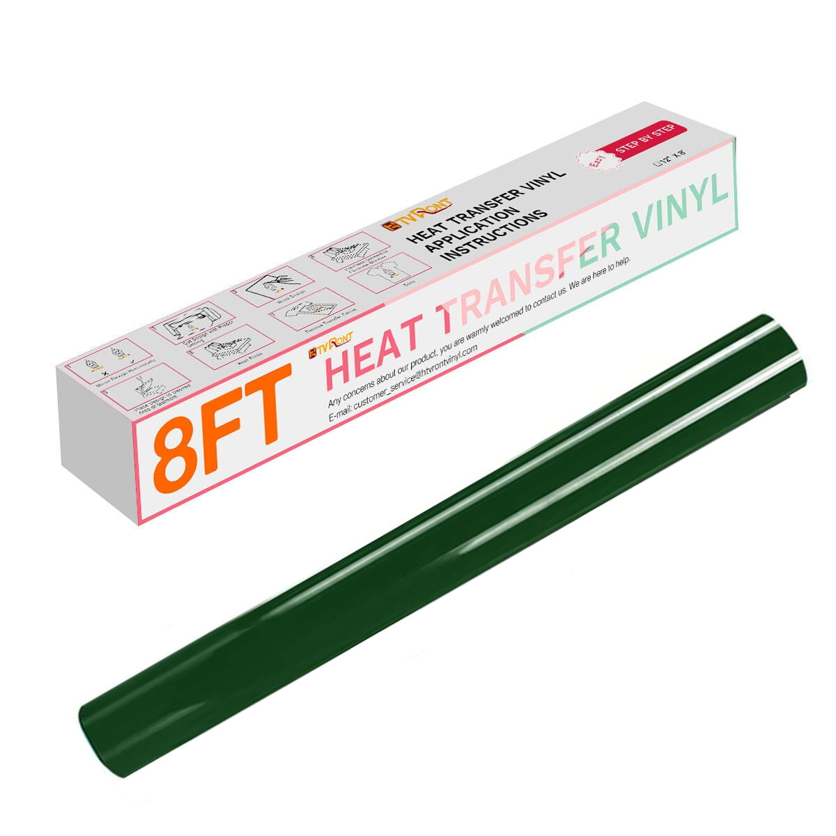 HTVRONT 12" x 8ft Dark Green HTV Vinyl Rolls Heat Transfer Vinyl, Easy ...