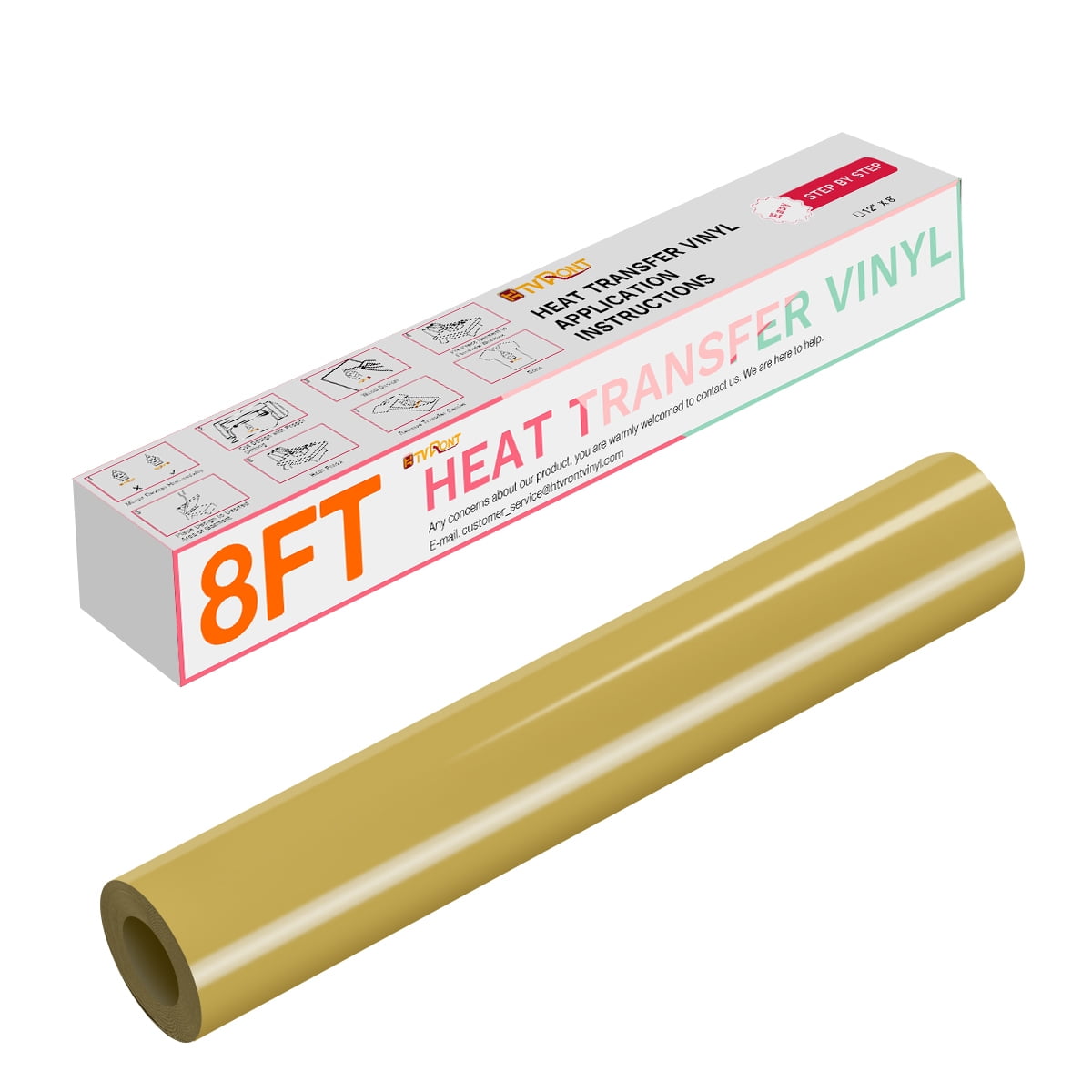 HTVRONT 12" x 8ft Gold HTV Vinyl Rolls Heat Transfer Vinyl, Easy to Cut ...