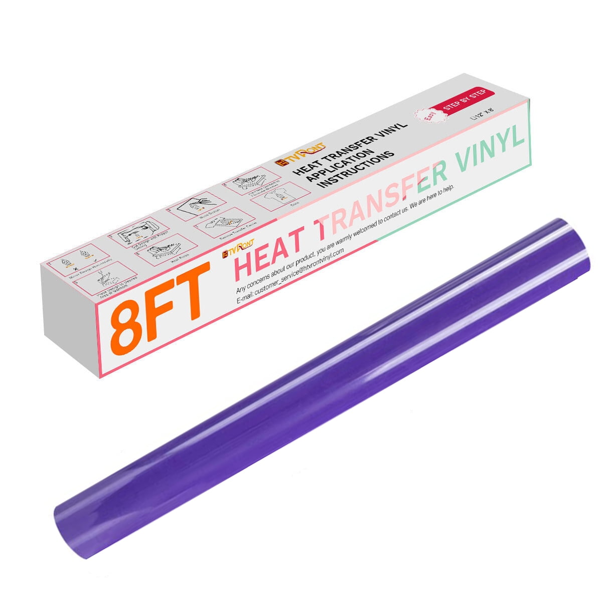 HTVRONT 12" x 8ft Purple HTV Vinyl Rolls Heat Transfer Vinyl, Easy to ...