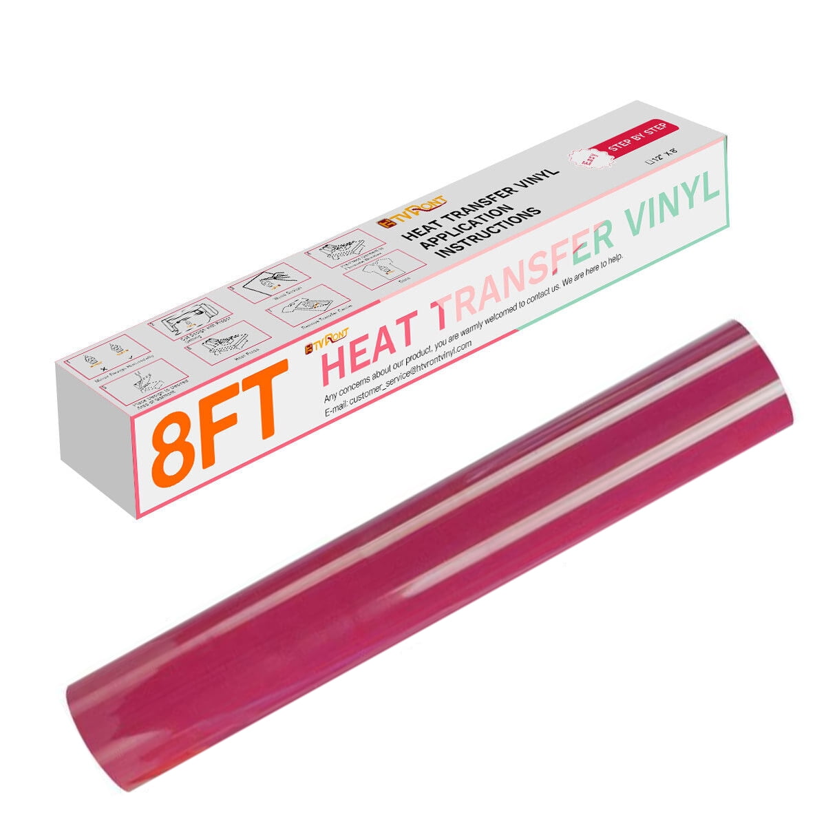 HTVRONT 12" x 8ft Rose Red HTV Vinyl Rolls Heat Transfer Vinyl, Easy to ...