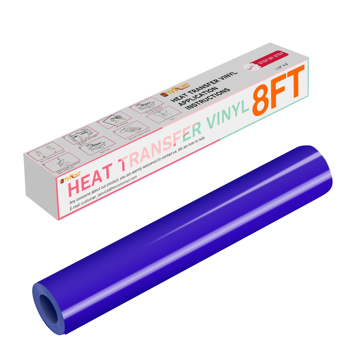 HTVRONT 12" x 8ft Royal Blue HTV Vinyl Rolls Heat Transfer Vinyl, Easy ...