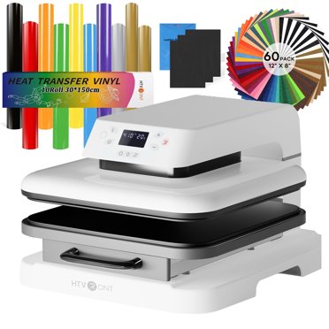 HTVRONT 1500W 15"x15" White Auto Heat Press Machine for Transfer Vinyl ...