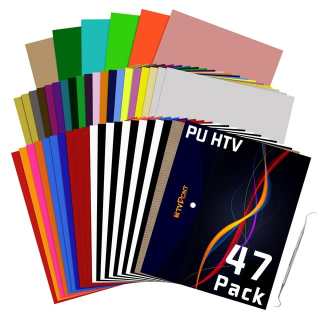 HTVRONT 47 Sheets 12" x 10" HTV Heat Transfer Vinyl Bundles Iron on for ...