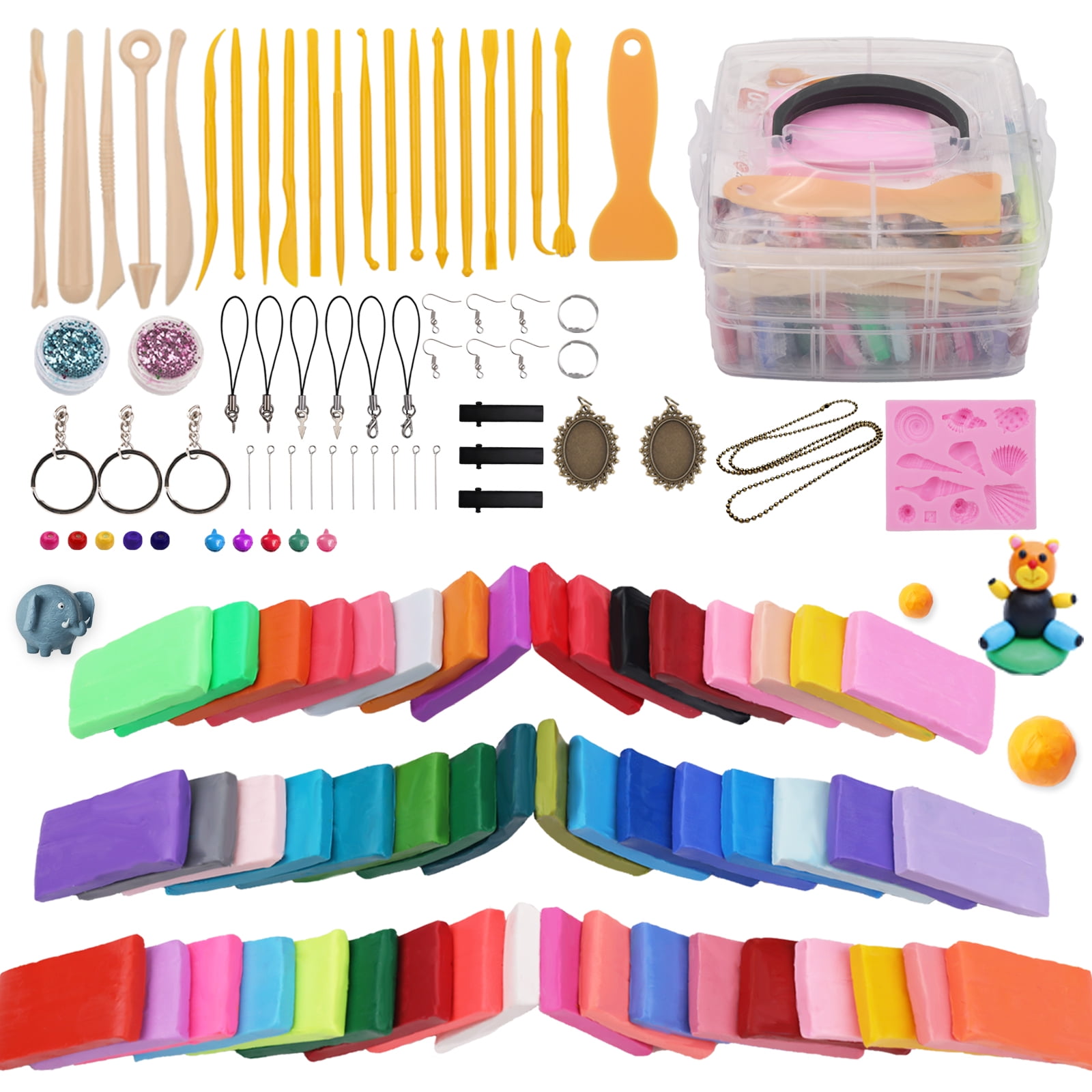 HTVRONT 50 Colors Polymer Clay Kit Oven Bake Clay Model Clay Non-Sticky ...