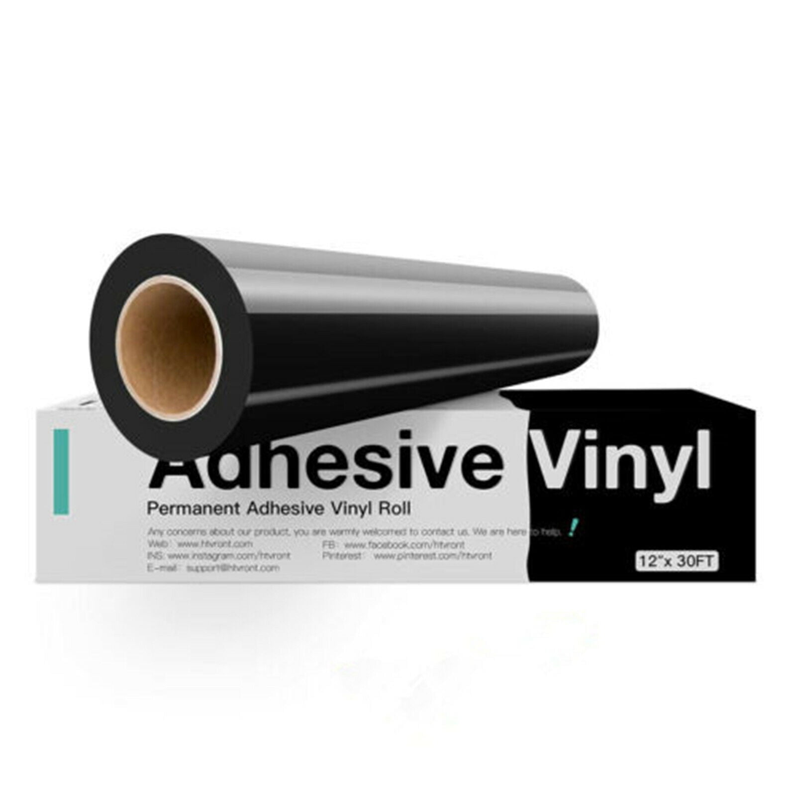 "HTVRONT Glossy Black Permanent Vinyl Roll - 12"" x 30FT for Craft ...