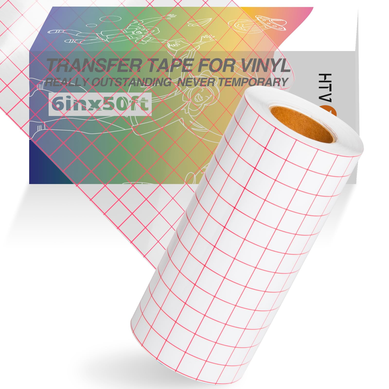 HTVRONT Clear Vinyl Transfer MSF2 Paper Tape Roll 6" 50 Feet Clear w ...