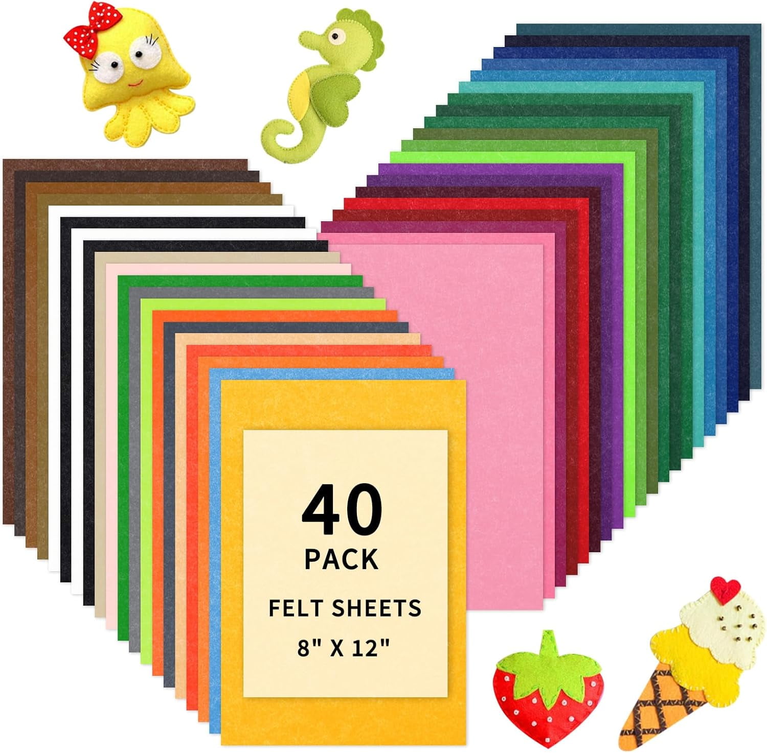 HTVRONT Felt Sheets for Crafts - 40PCS Felt Squares - 12" x 8" A4 Stiff ...