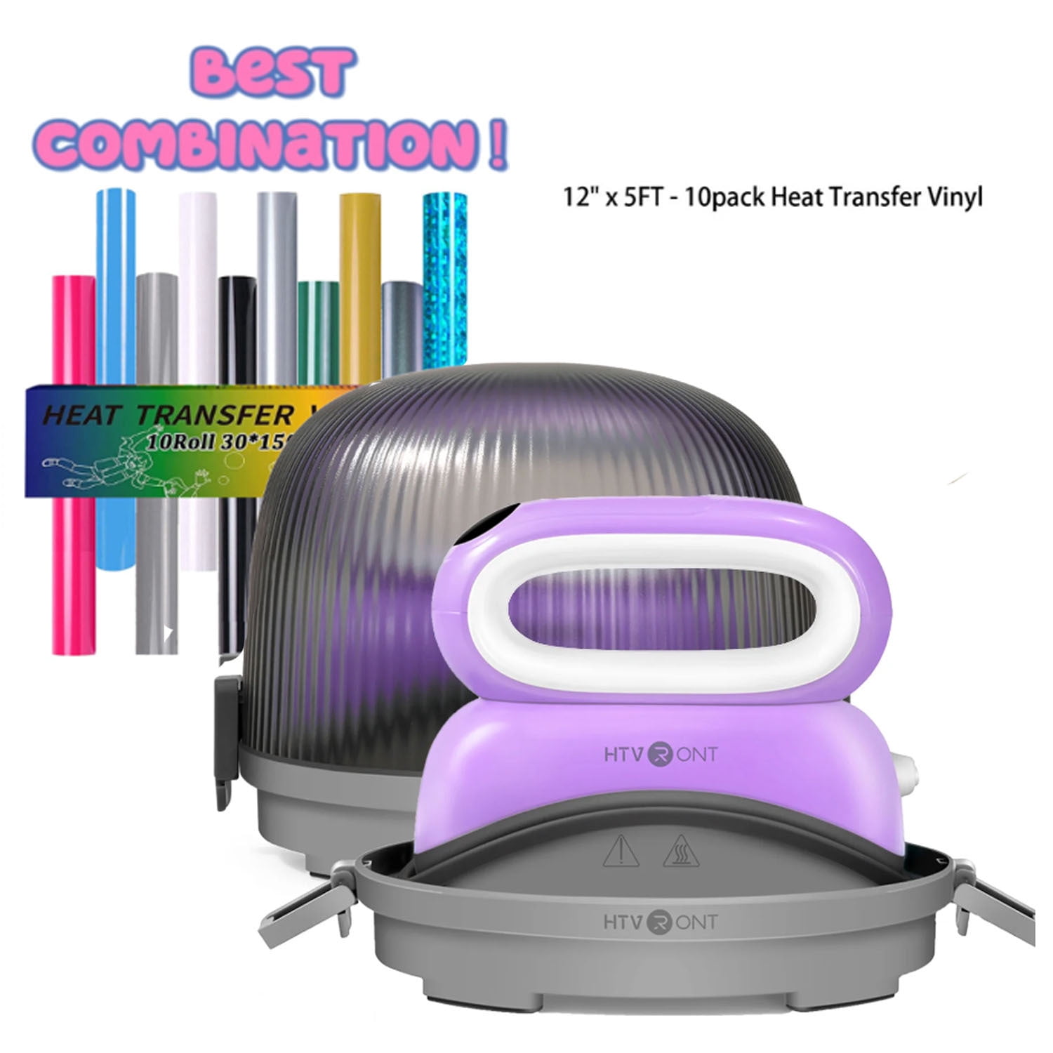 HTVRONT Purple Hat Heat Press Machine With Heat Transfer Vinyl Bundle ...