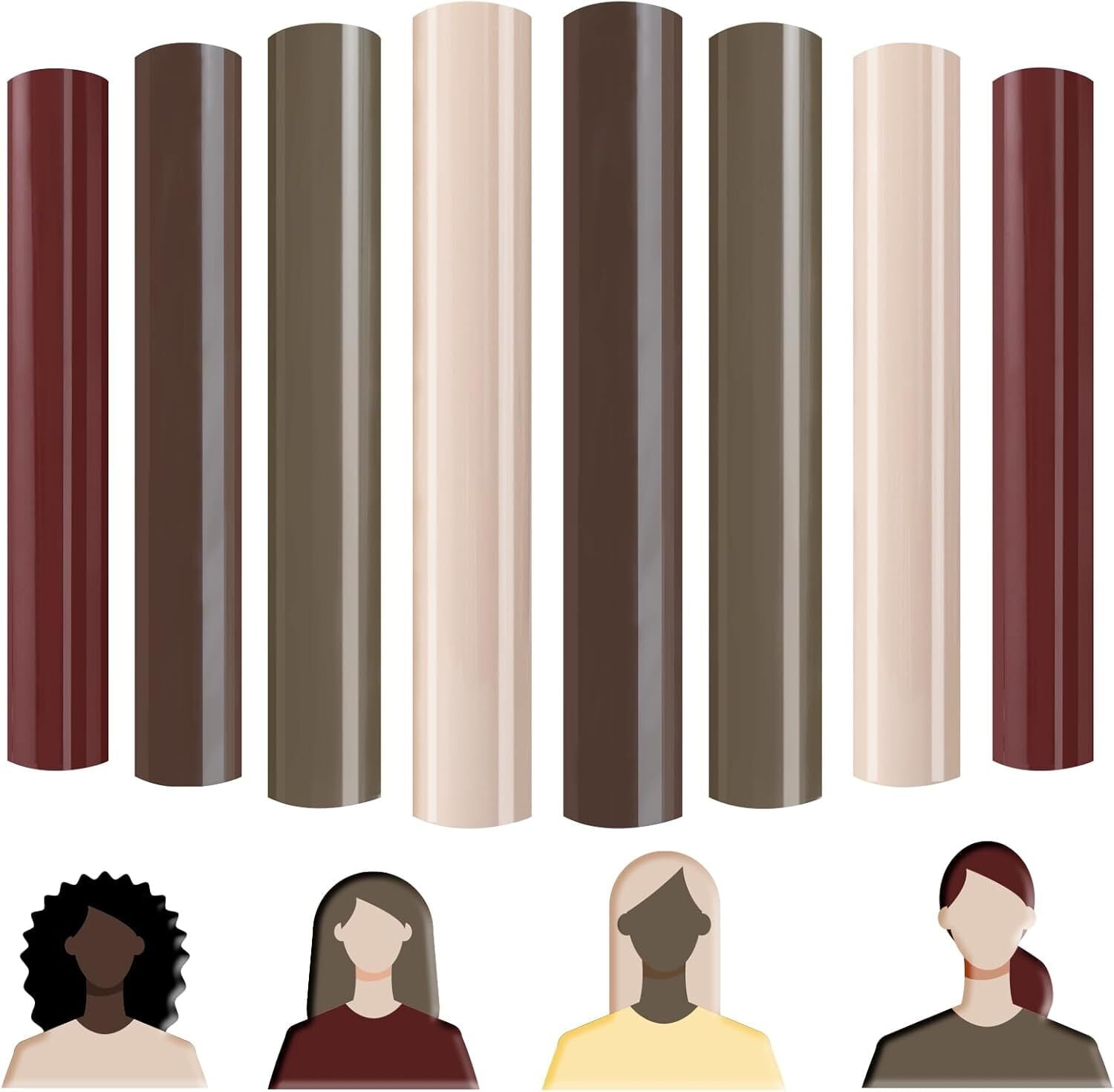 HTVRONT Skin Tone Puff Vinyl Heat Transfer - 9Pcs Puff Vinyl in 4 Brown ...
