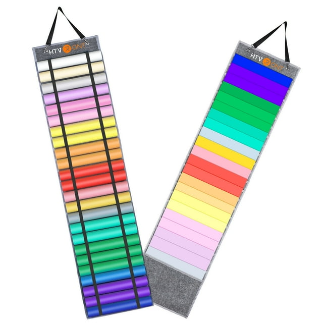 HTVRONT Vinyl Roll Holder with 24 Compartments, Wall Mount Hanger Rack ...