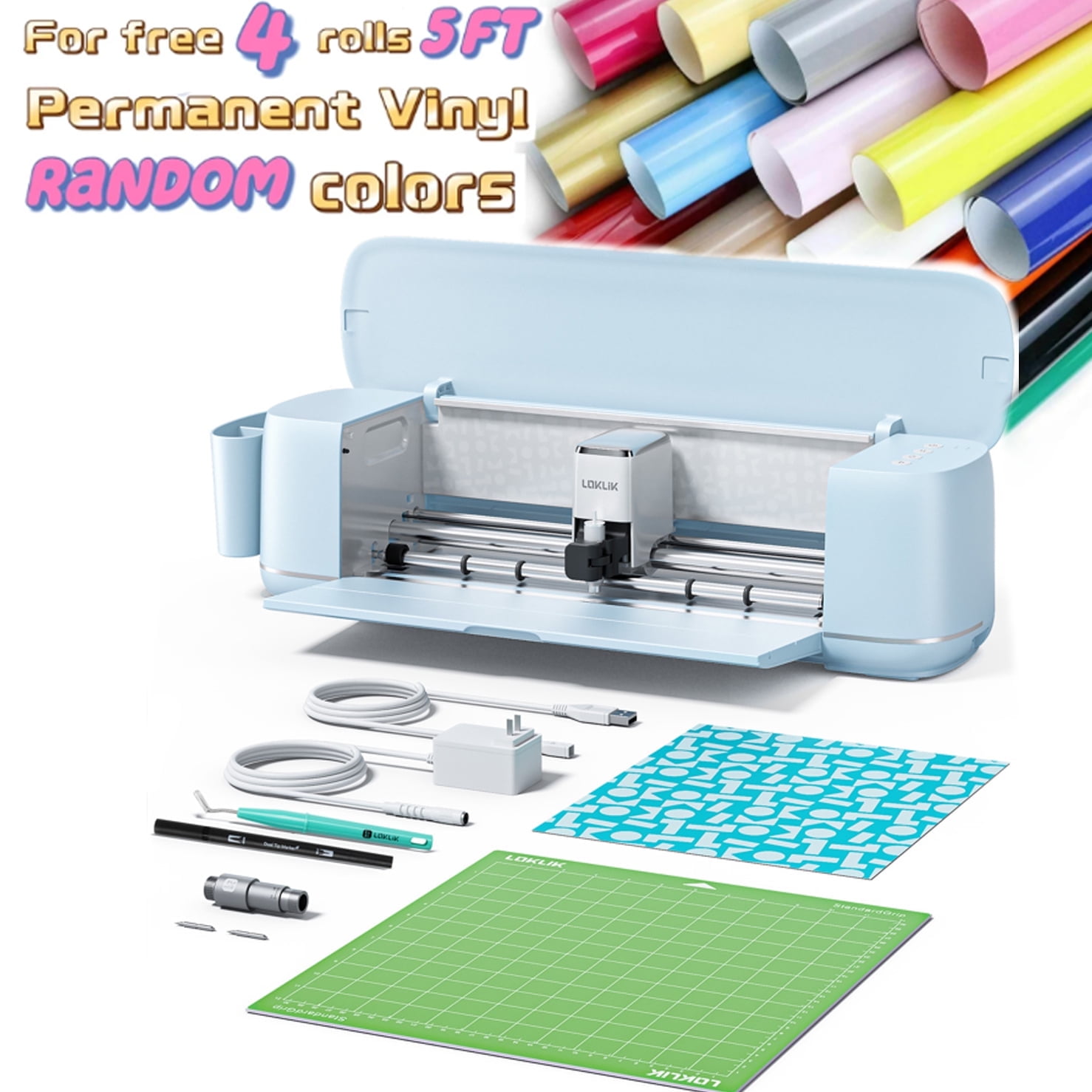 HTVRONT by LOKLiK DIY Cutting Machine 2 w/ 4 roll 5ft Holographic ...