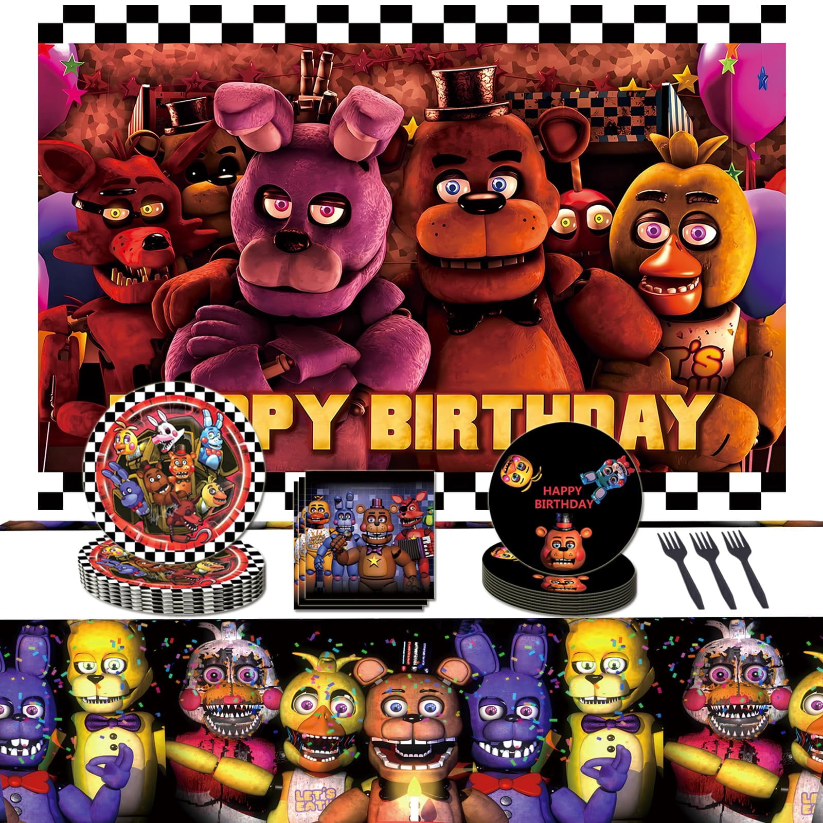 HTWHVT 52 Pcs Game Birthday Decorations,Included Backdrop,Tablecloth ...