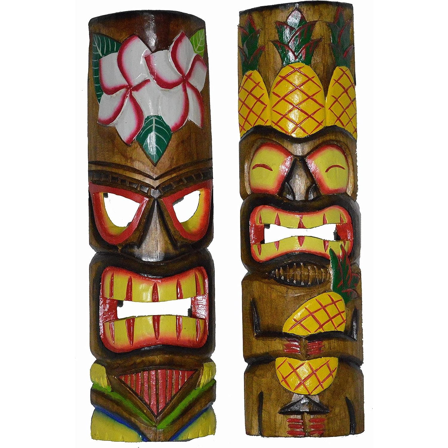 HTYSUPPLY 20" SET OF 2 HANDMADE TIKI MASK leaf pina colada HAWAIIAN ...
