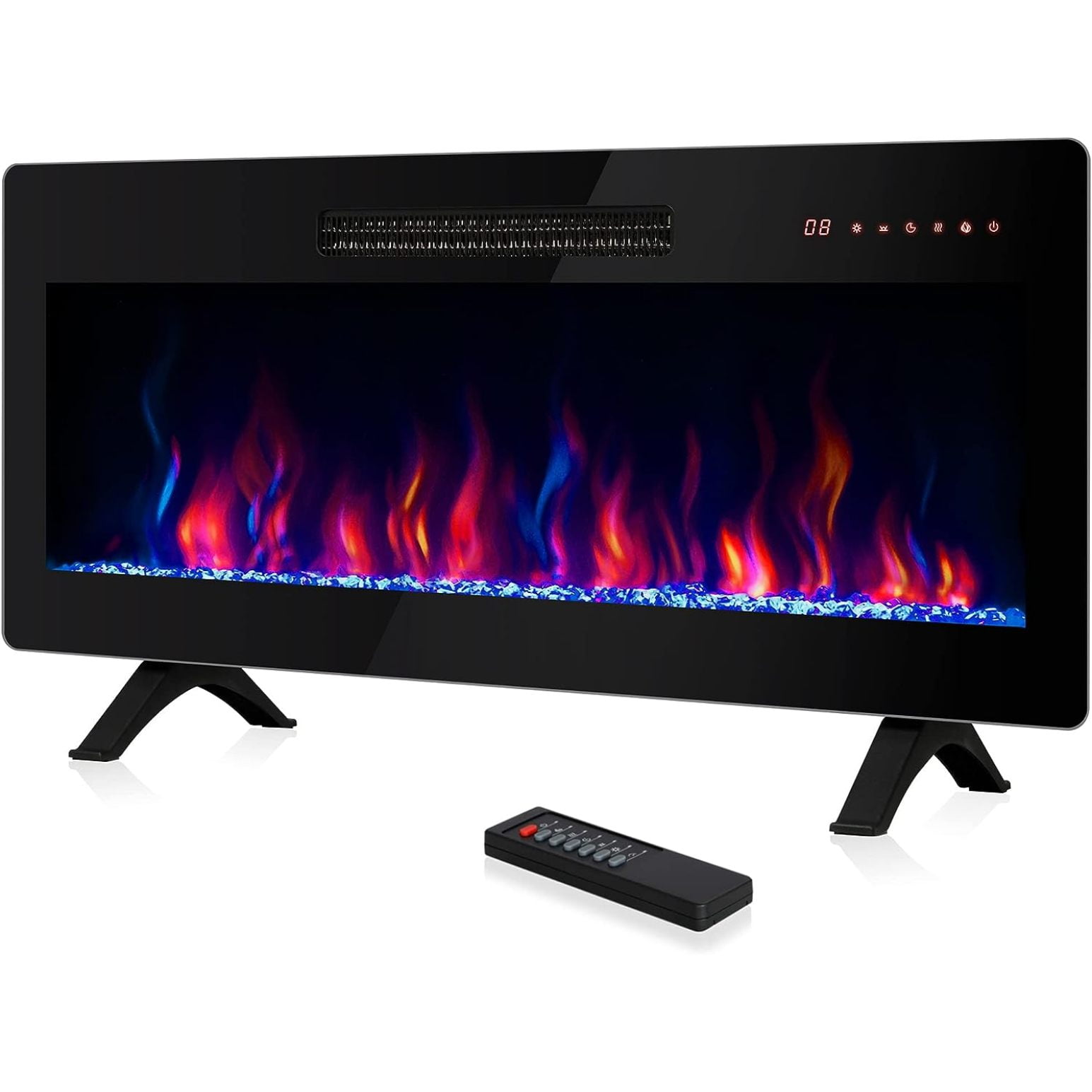 HTYSUPPLY 36" Electric Fireplace Heater, 1400 W Recessed & Wall Mounted ...