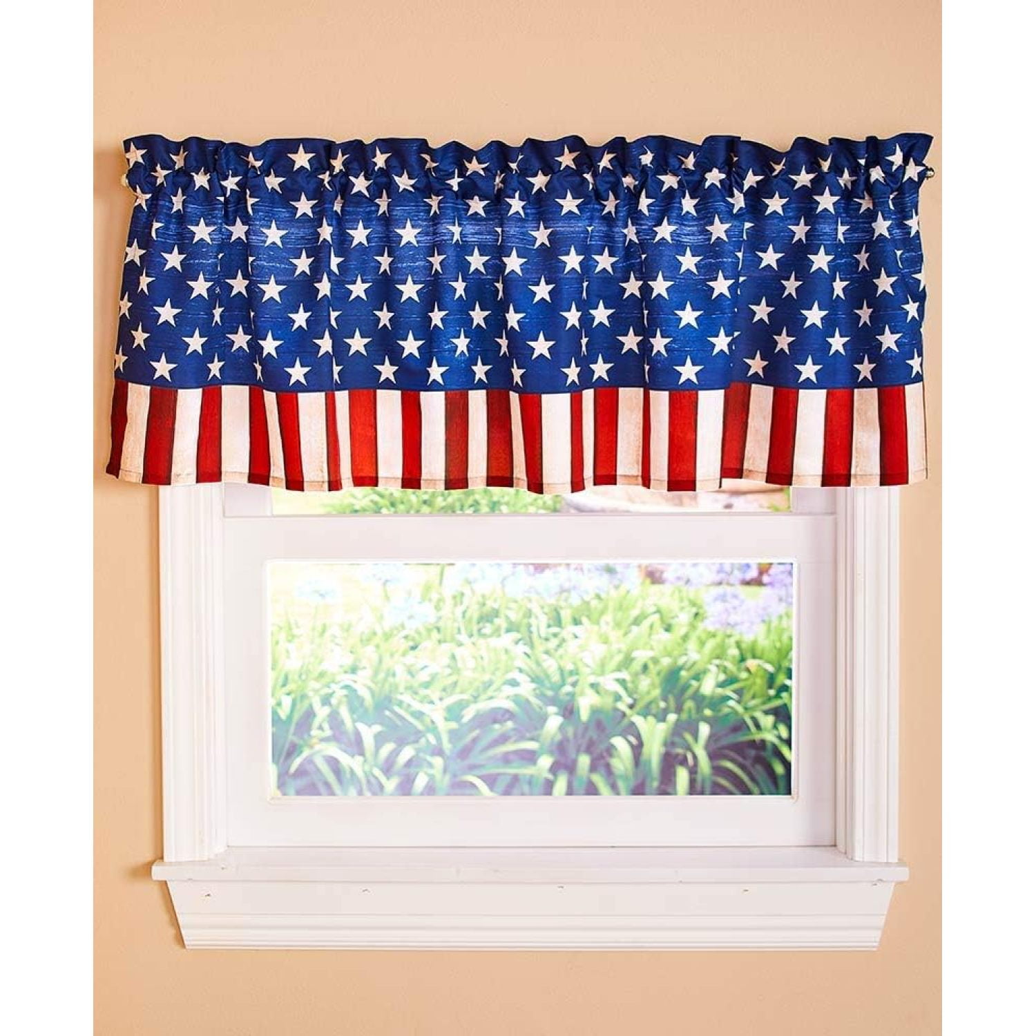 HTYSUPPLY American Flag Window Valance with Grommet Top - Patriotic ...