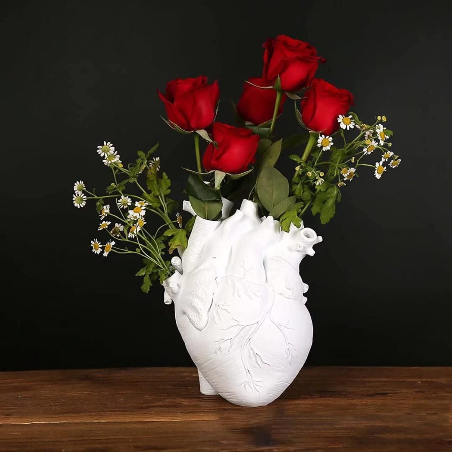 HTYSUPPLY Anatomical Heart Vase for Flowers, Creative Resin Flower Pot ...