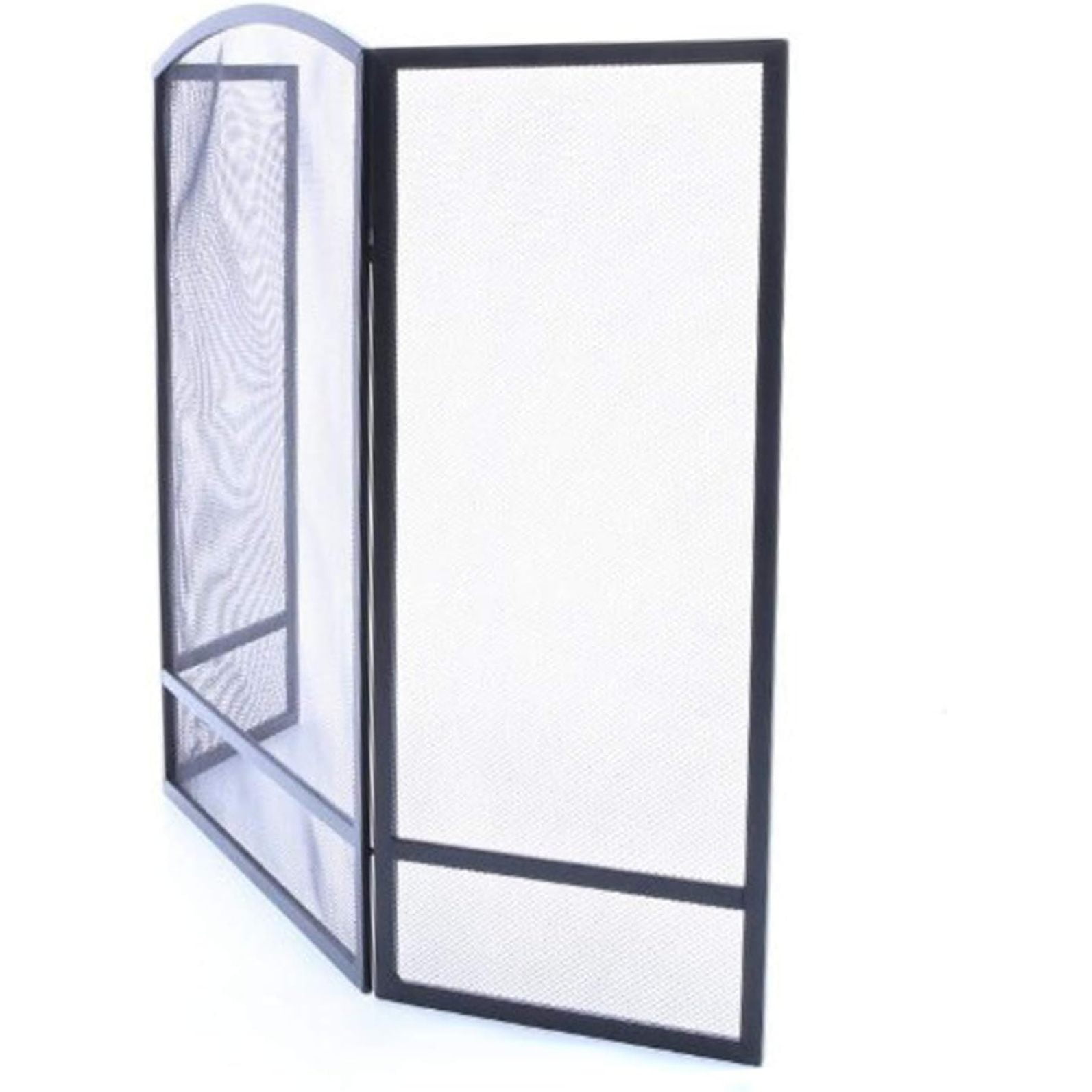 HTYSUPPLY Black Powder Coated Steel 3-Panel Arched Fireplace Screen 48 ...