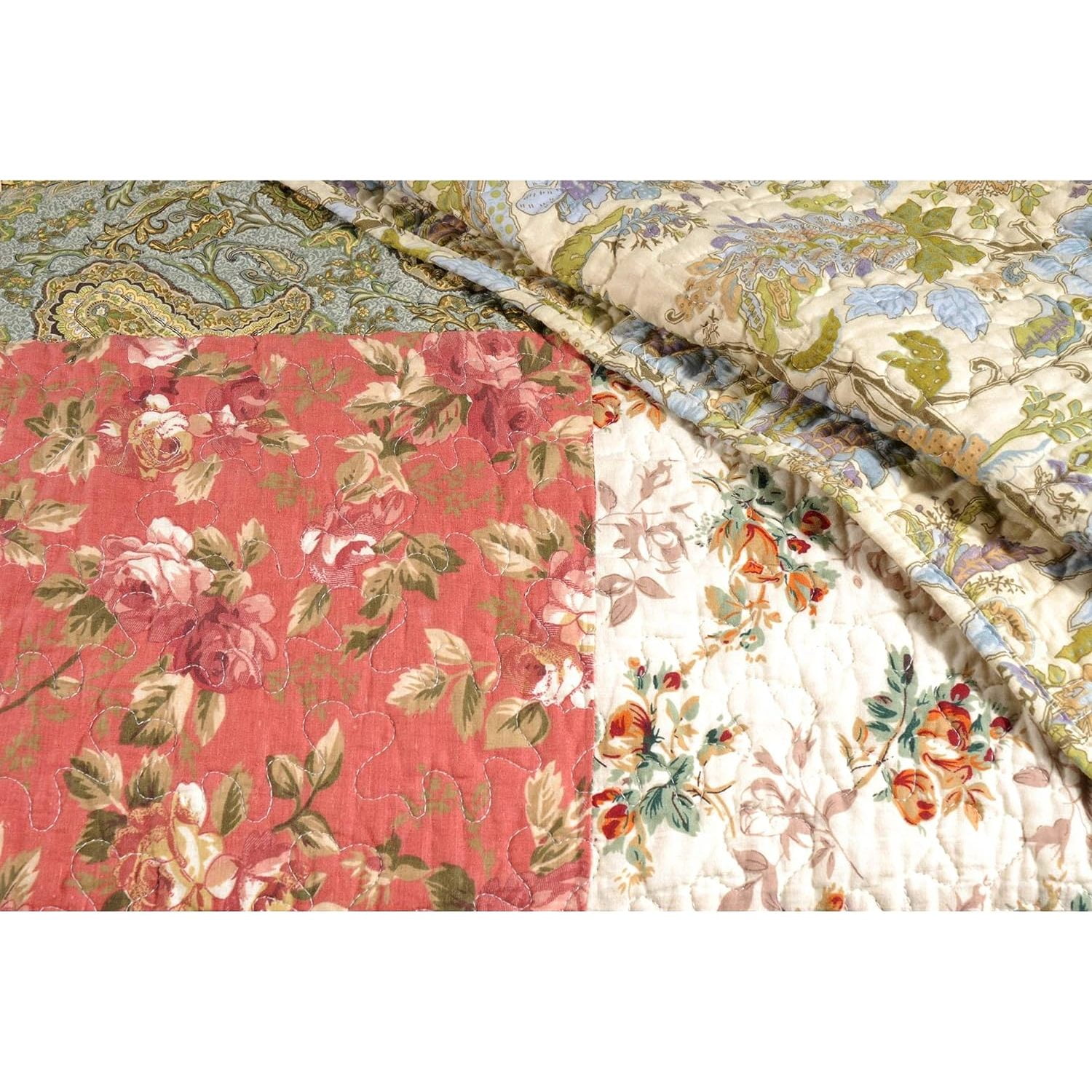 HTYSUPPLY Blooming Prairie 5-Piece Daybed Bedding Set Green Floral ...