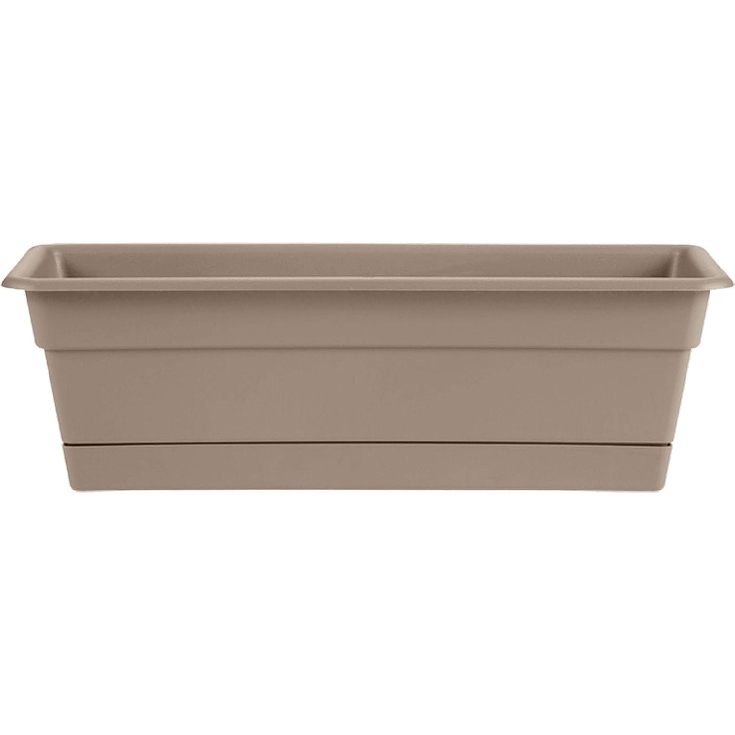 HTYSUPPLY DCBT24-83 Dura Cotta Window Box Planter w/Tray 24" Pebble ...