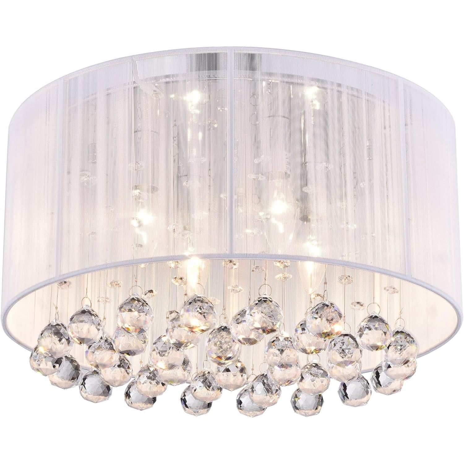 HTYSUPPLY Drum Crystal Flush Mount, 4 Lights Glam Lighting Fixture with ...