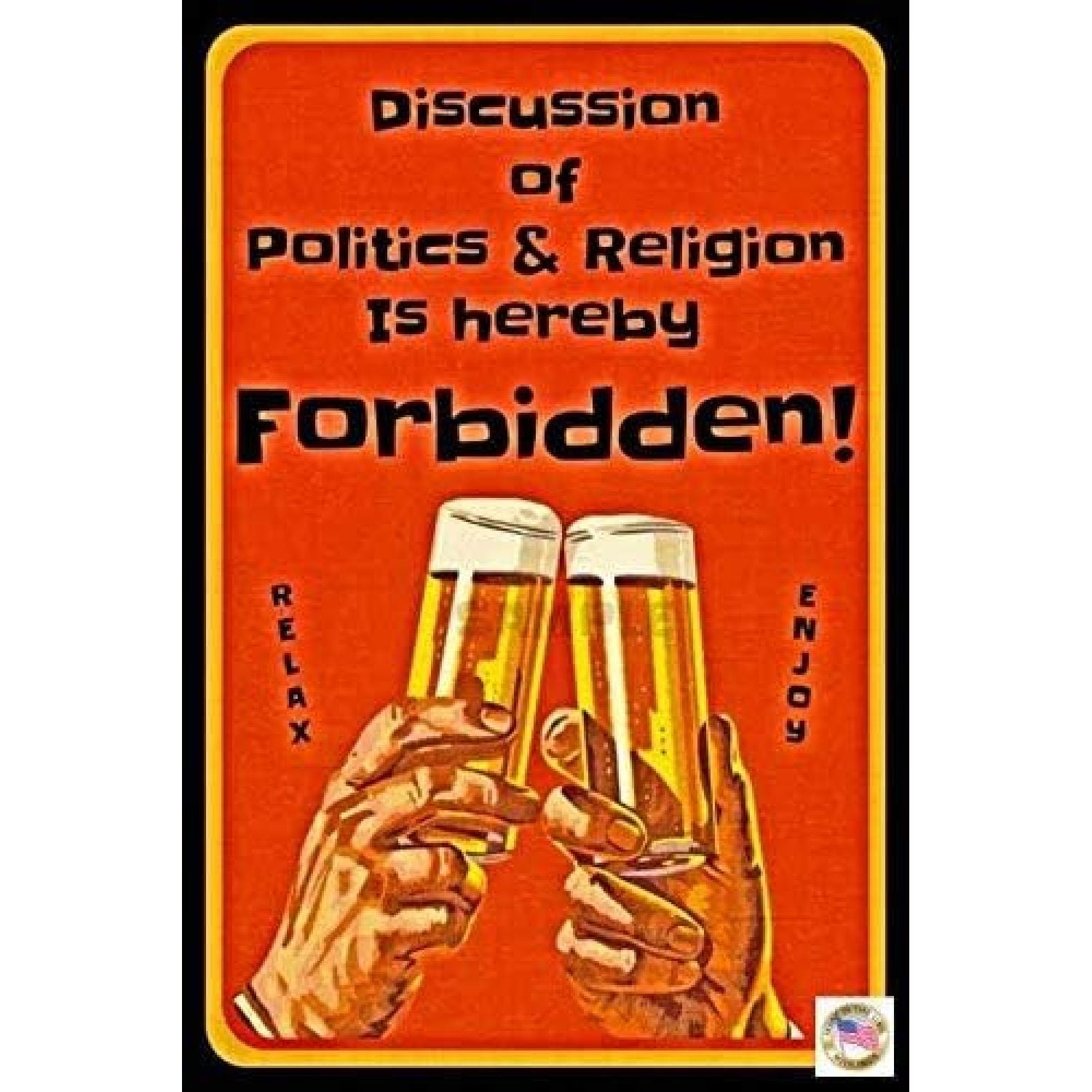 HTYSUPPLY Enjoy Your Beer Zone! NO Political Discussion! Funny Man Cave ...