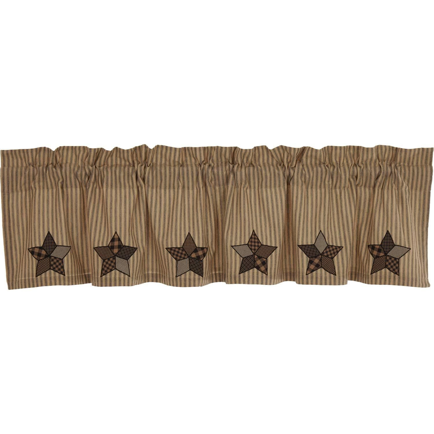 HTYSUPPLY Farmhouse Star Appliqued Cotton Primitive Kitchen Curtains ...