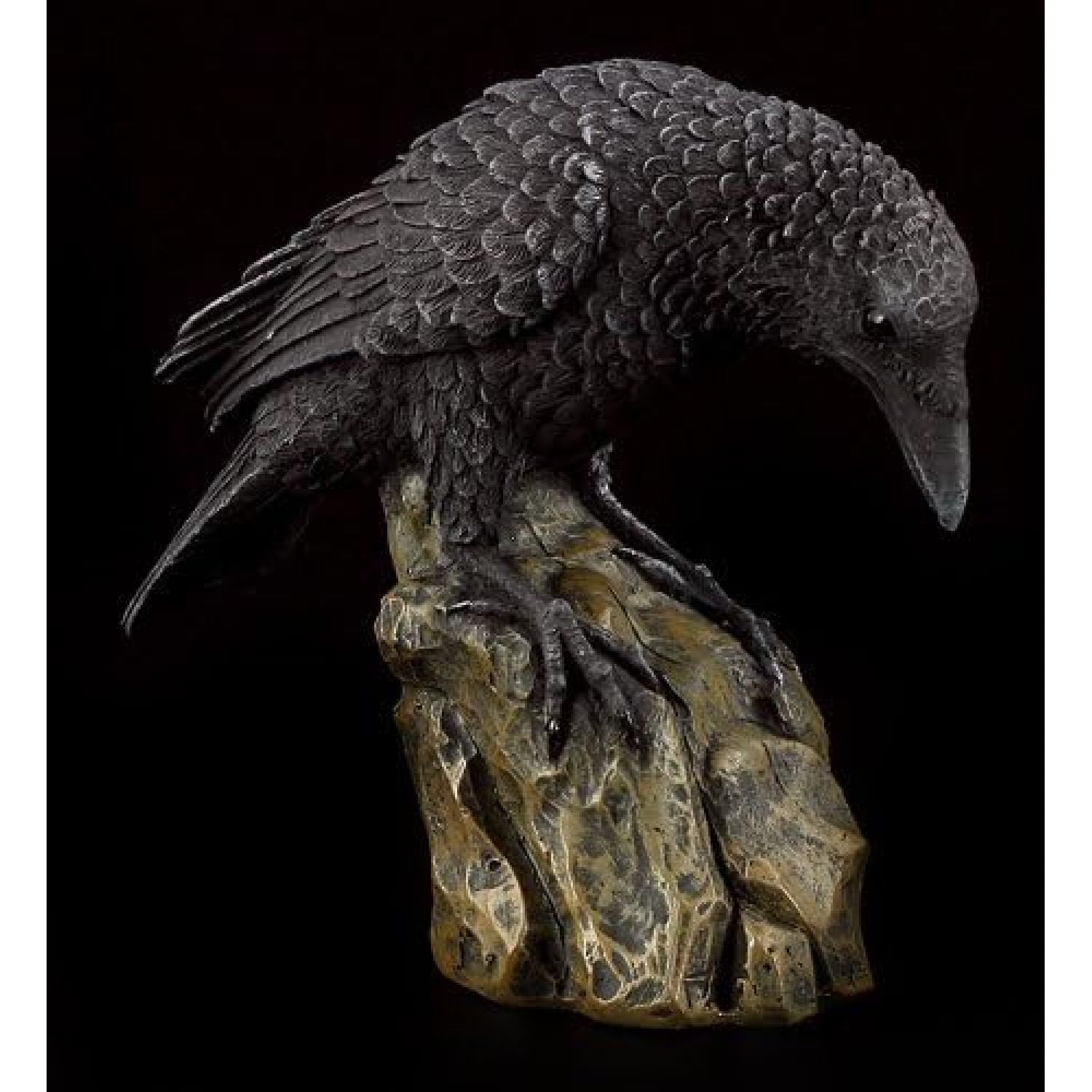 HTYSUPPLY Leaning Black Raven on Rocks Hand Painted Resin Statue ...