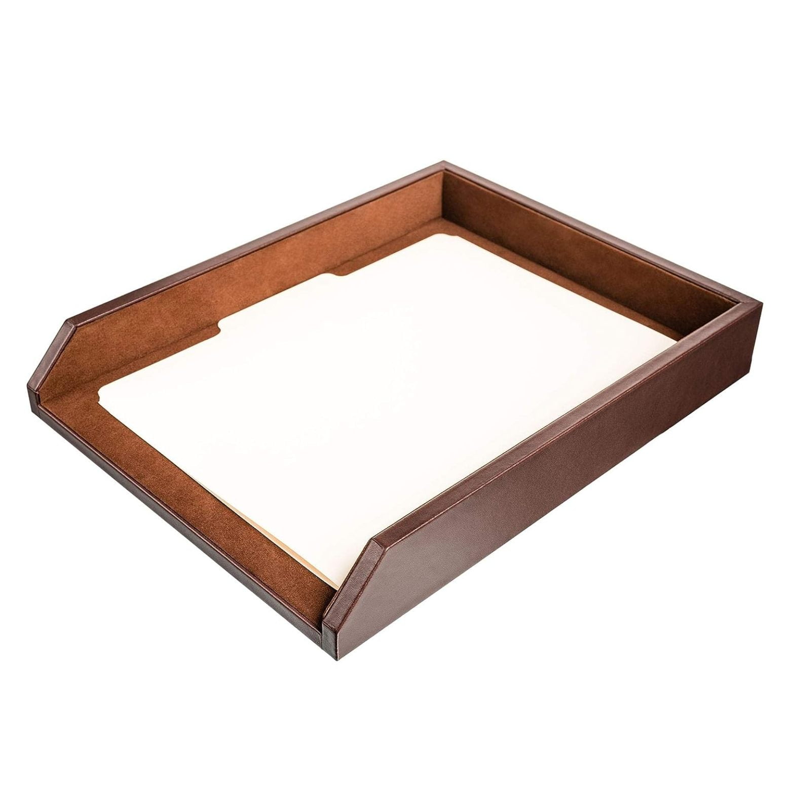 HTYSUPPLY Leather Desktop Tray Luxury Letter Holder & Paper Organizer ...