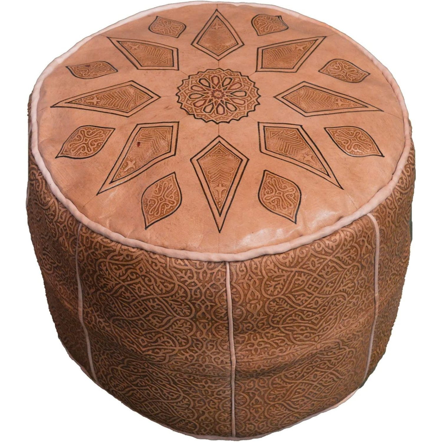 HTYSUPPLY Moroccan Poof 100% Leather Handmade & Hand Carved Traditional ...
