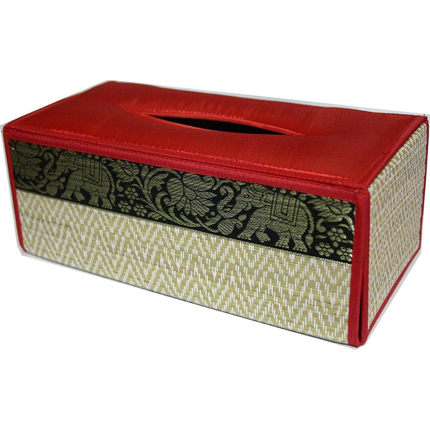 HTYSUPPLY N-9006, Handmade Thai Woven Straw Reed Rectangular Tissue Box ...