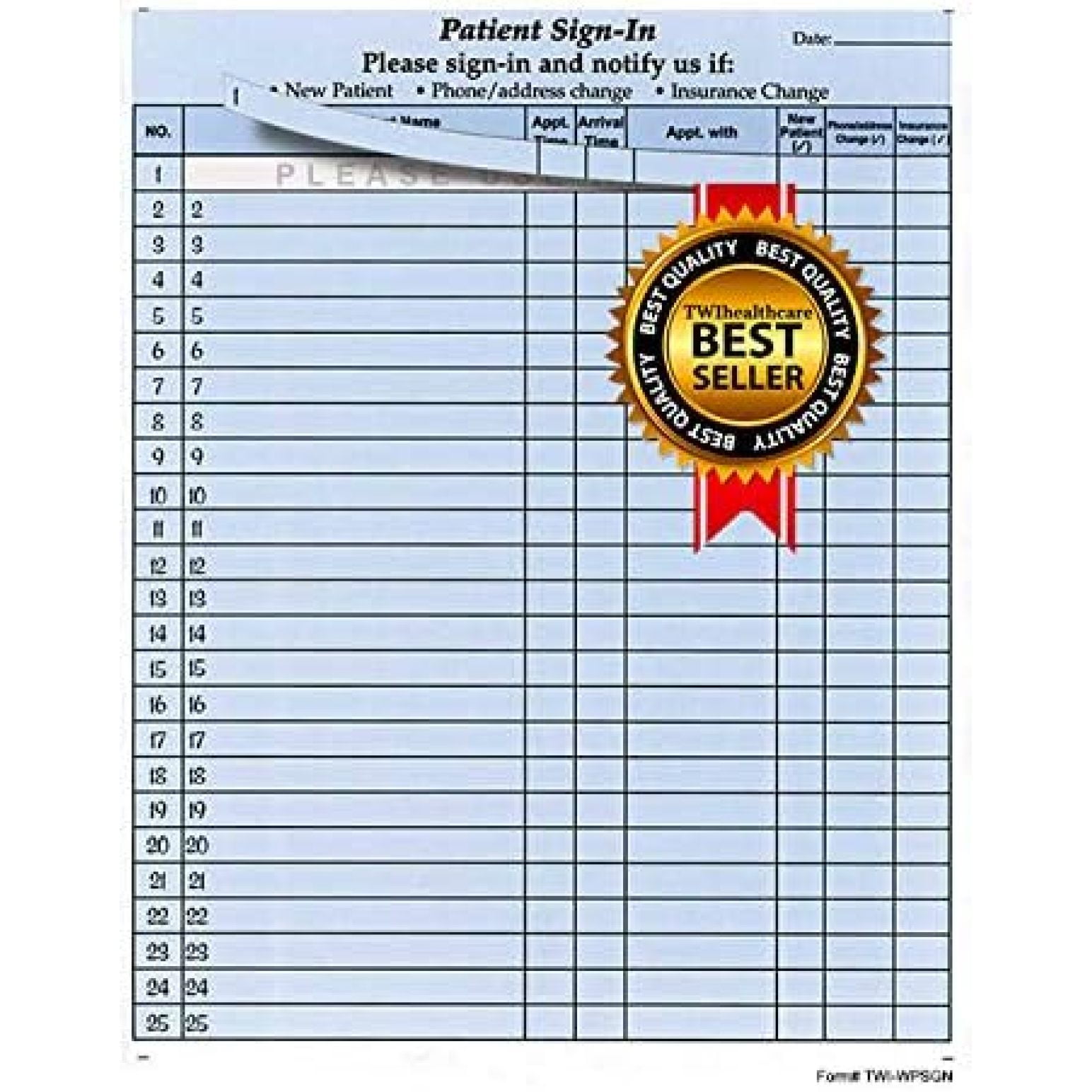 HTYSUPPLY Patient Sign-in Sheets, Multicolor, Lot of 250 Sheets ...