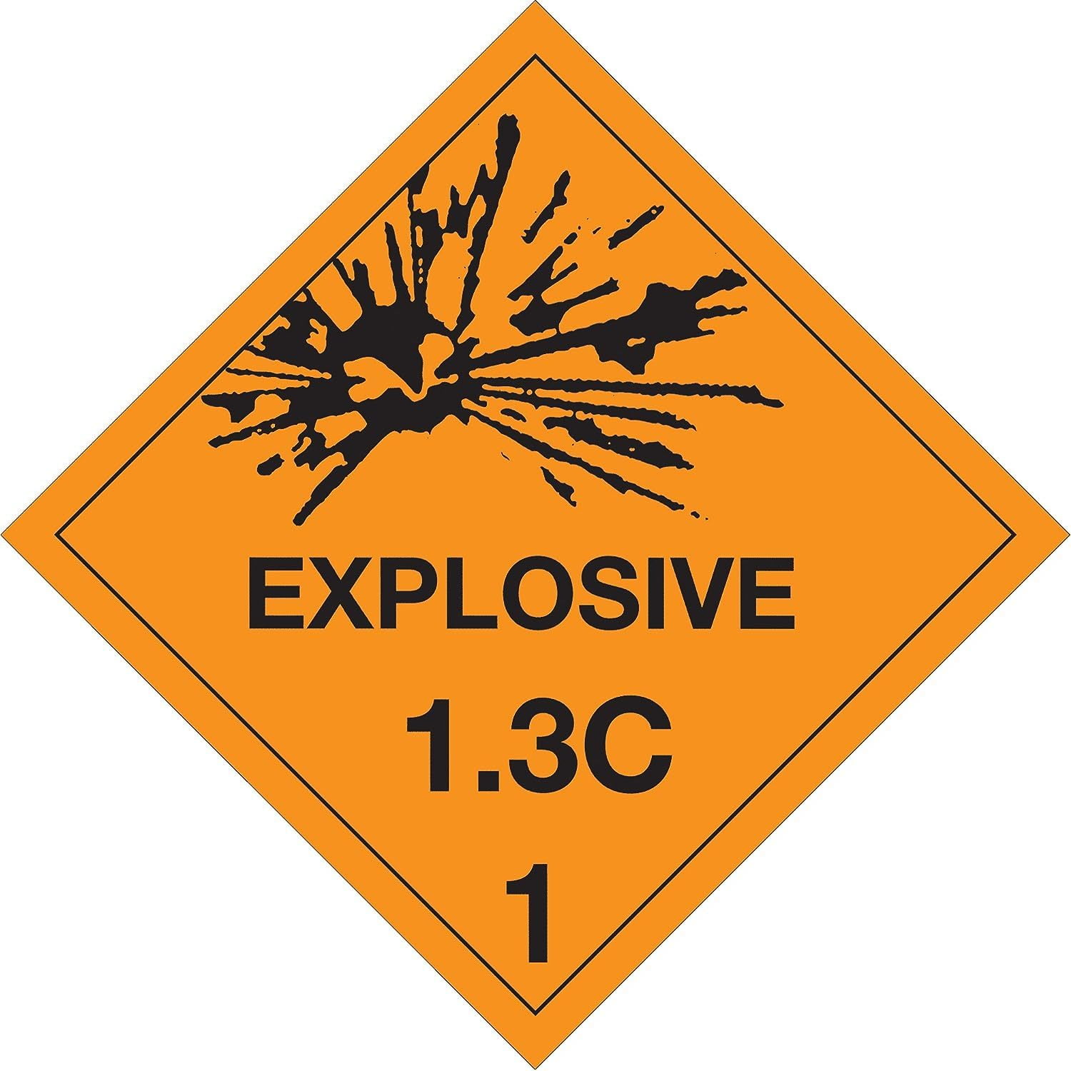 HTYSUPPLY Pressure Sensitive Label, Legend"Explosive 1.3C 1" with ...