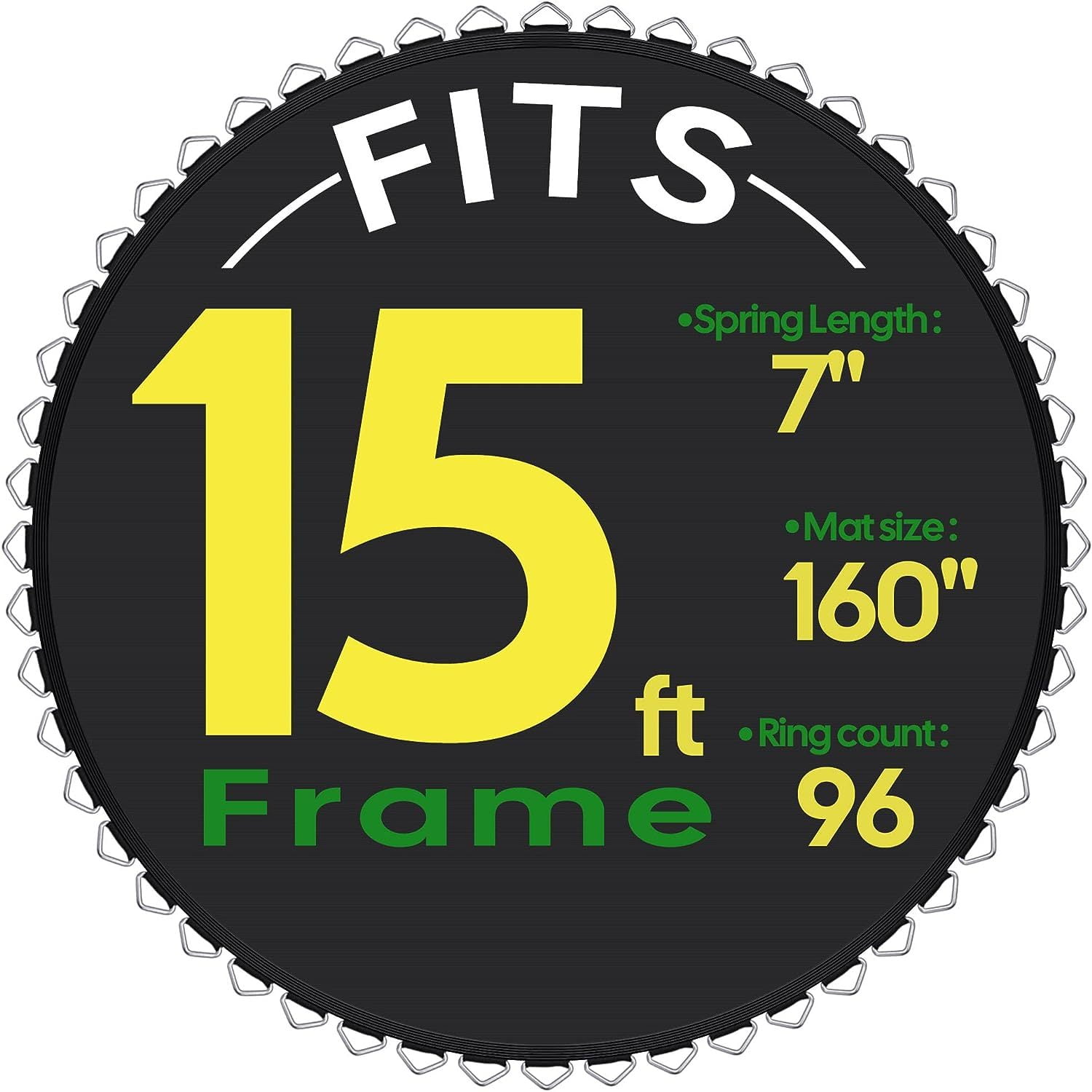 HTYSUPPLY Replacement Trampoline Mat with 60/72/88/96 V-Ring, Fit 12 ...