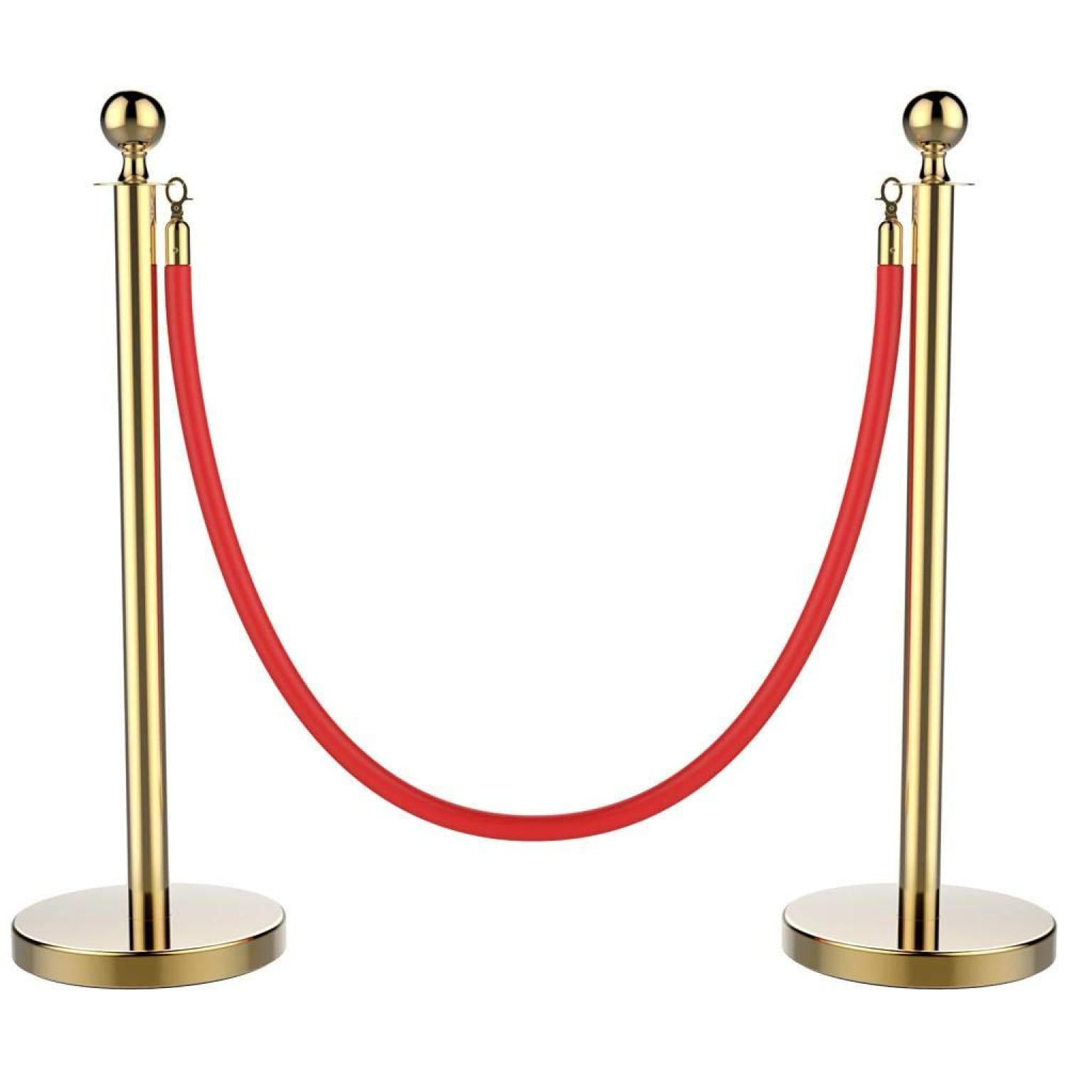 HTYSUPPLY Top Stainless Steel Stanchion Posts with 1 of 6.5FT Red ...