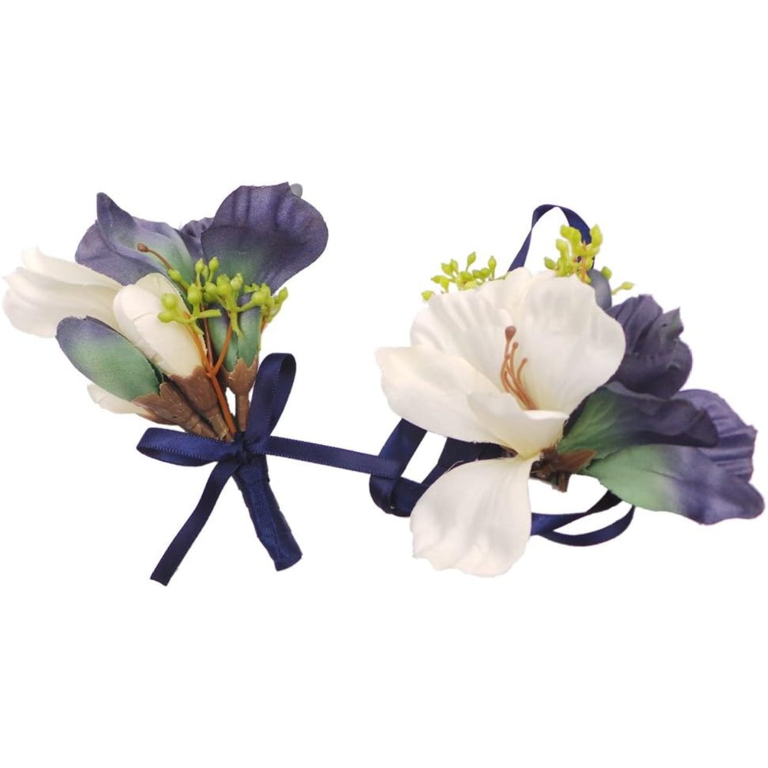 HTYSUPPLY White Magnolia Prom Wrist Corsage Boutonniere Set Wedding ...