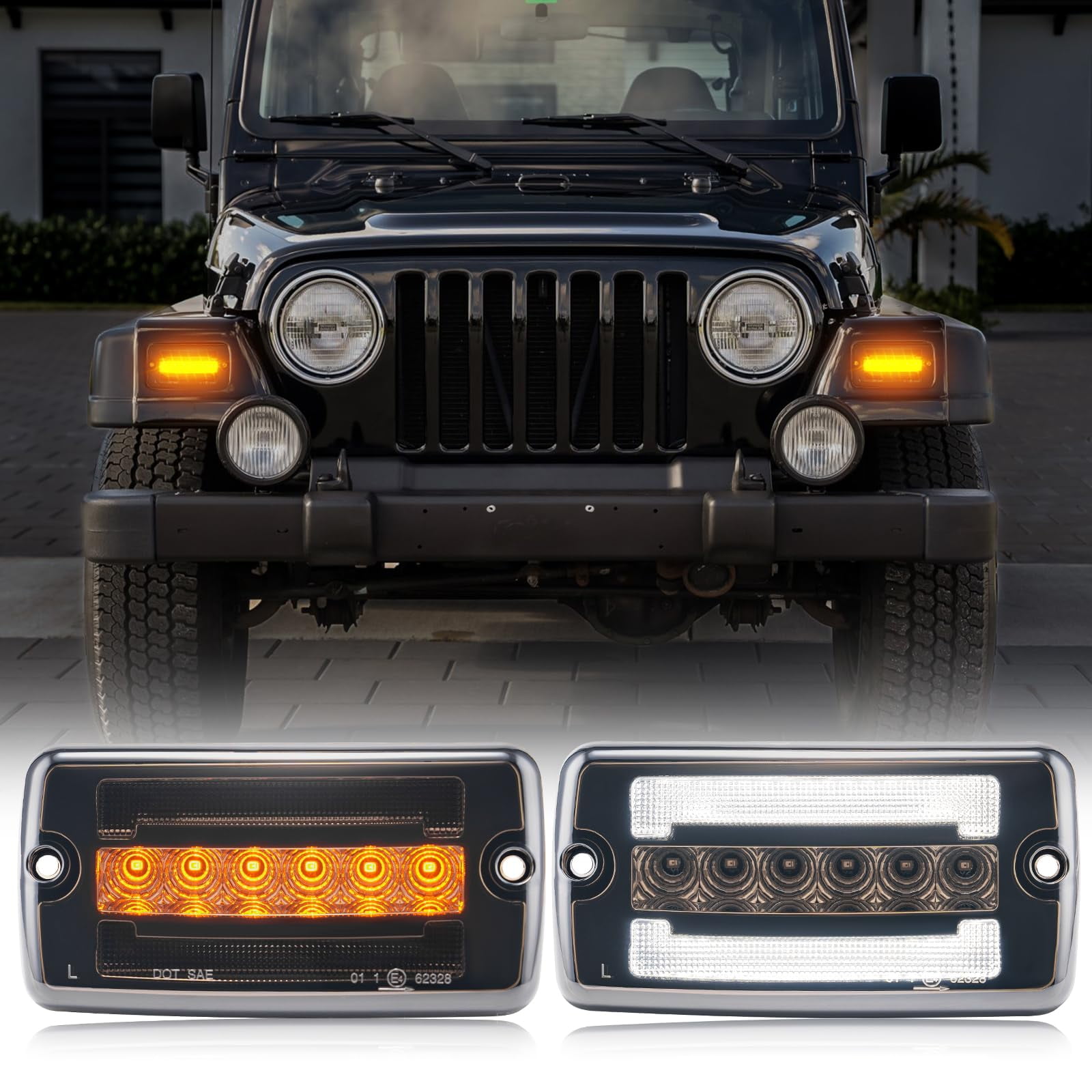 HTZCMOTO LED Front Corner KEF16 Marker Lights Compatible with Wrangler ...