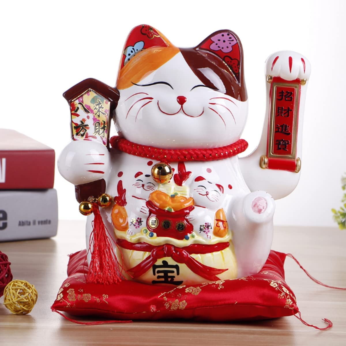 HUA 10 inch Fortune Cat with Waving Arm Gold Operated Chinese Feng Shui ...