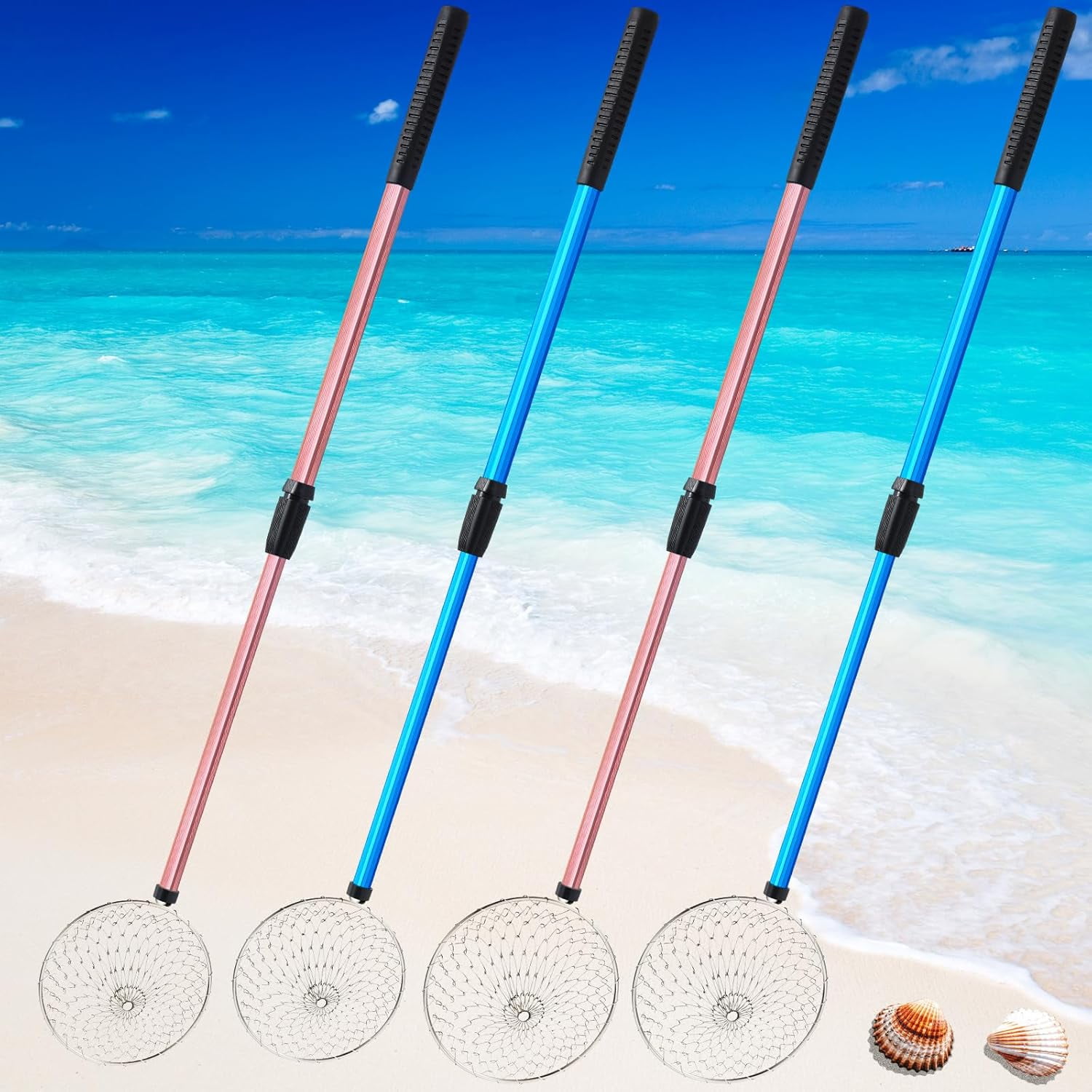 HUA 4 Pcs 30 Inch Shark Tooth Sifter, Sand Sifter, Beach Scoop Shovel ...