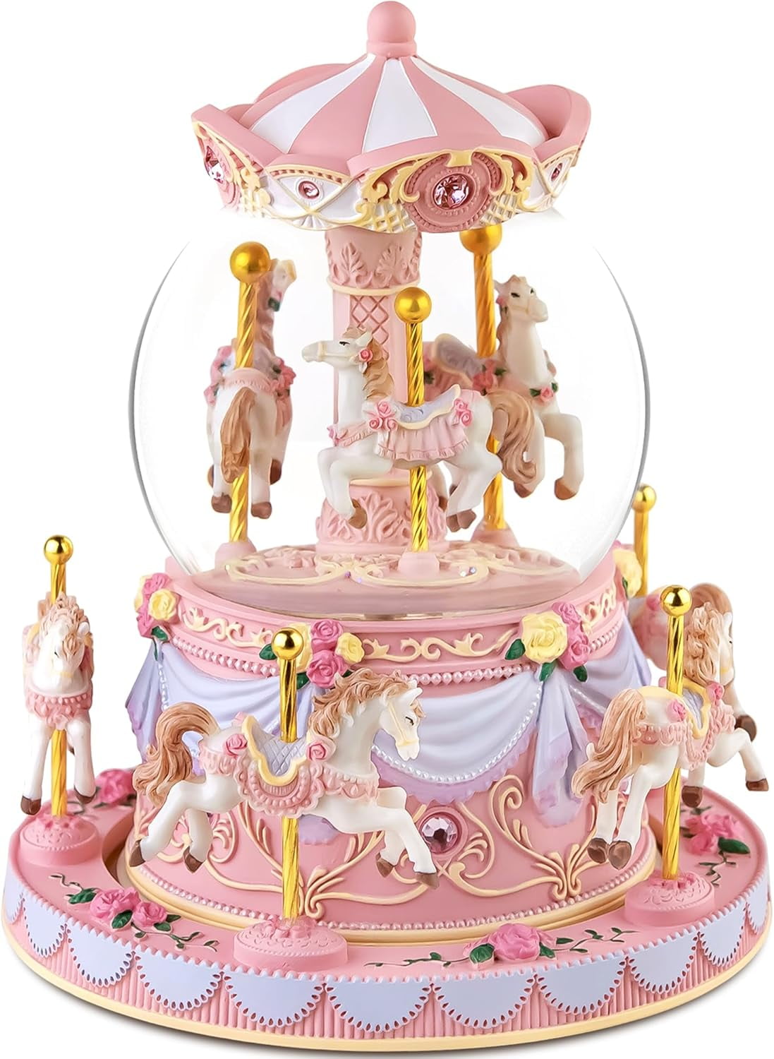 HUA Carousel Music Box Snow Globe Unicorn Horse Musical Boxes with ...