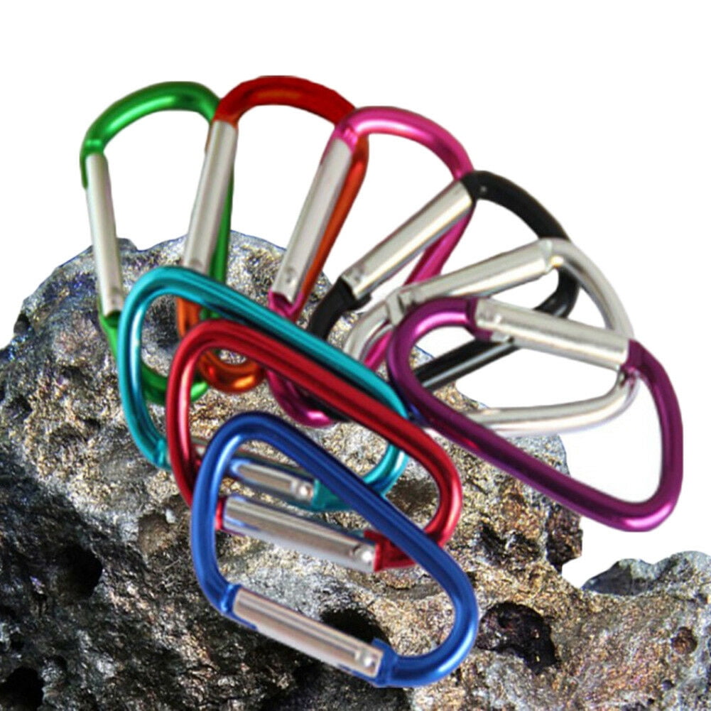 HUA TRADE 9PCS Aluminum D Ring Carabiner Clip Lightweight Small ...