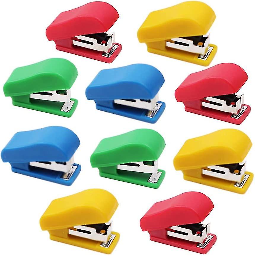 HUADE 10 Set Mini Office Stapler With 10# Staples, Small Hand Stapler ...
